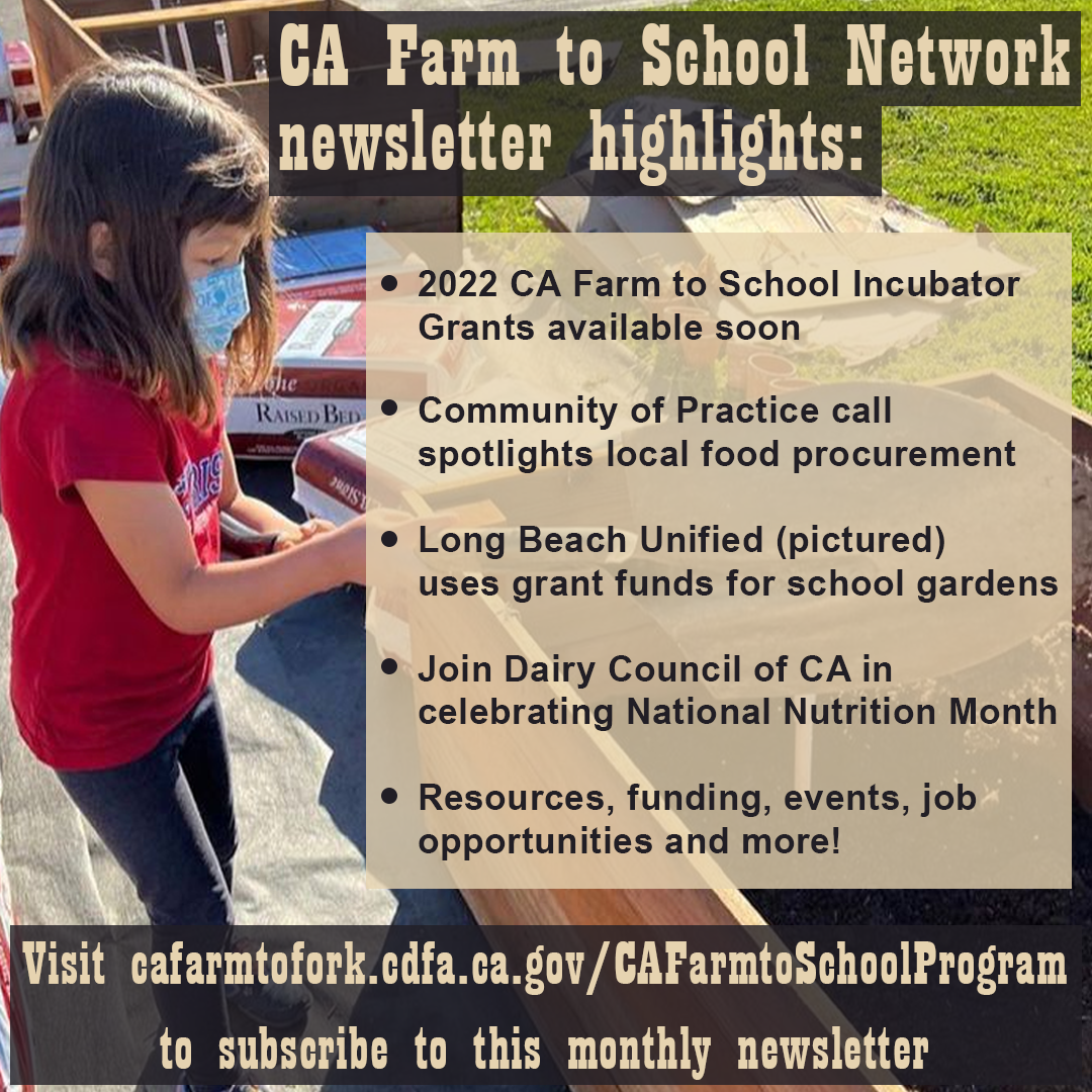 Farm to School Network March newsletter highlights grant funding ...