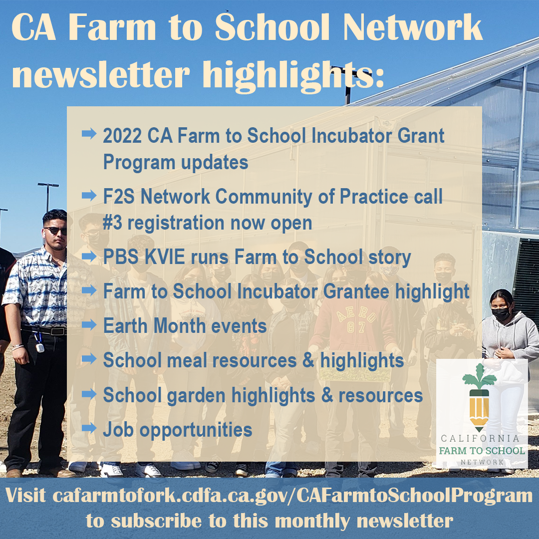 Farm to School Network April newsletter offers resources for ...
