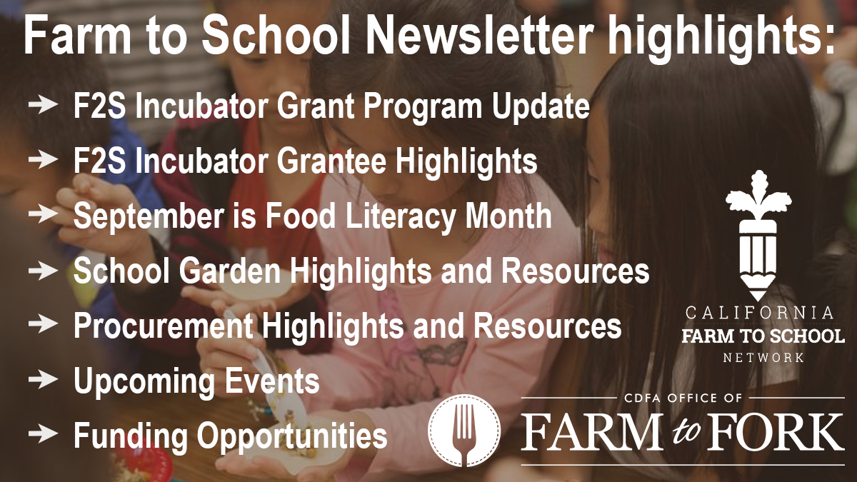 California Farm to School Network September newsletter offers tips ...