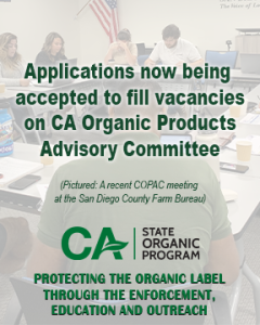 Applications now being accepted to fill vacancies on California Organic ...