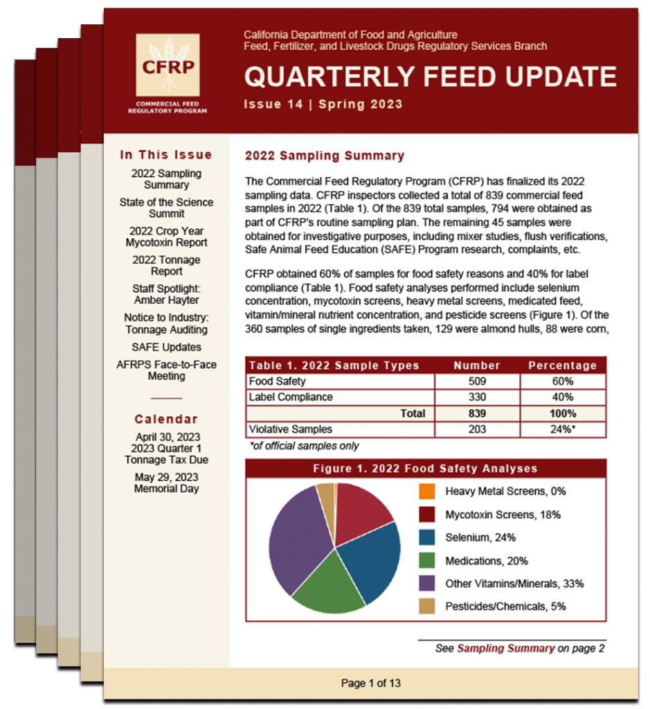 Quarterly Feed Update highlights Commercial Feed Regulatory Program’s ...
